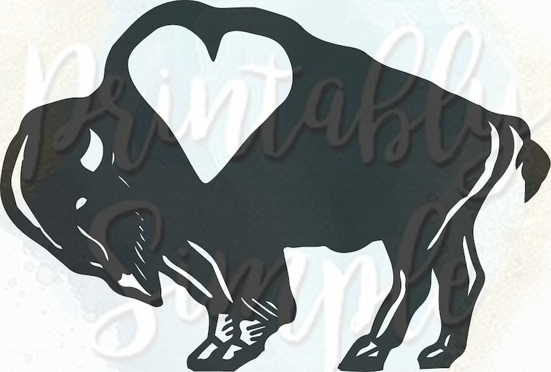 Bison Buffalo Heart Love SVG Clipart Cut File - Etsy