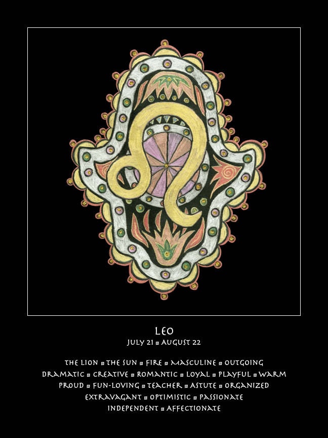 Leo Astrology Chart Zodiac Fine Art Print Birthday Holiday Baby Gift ...