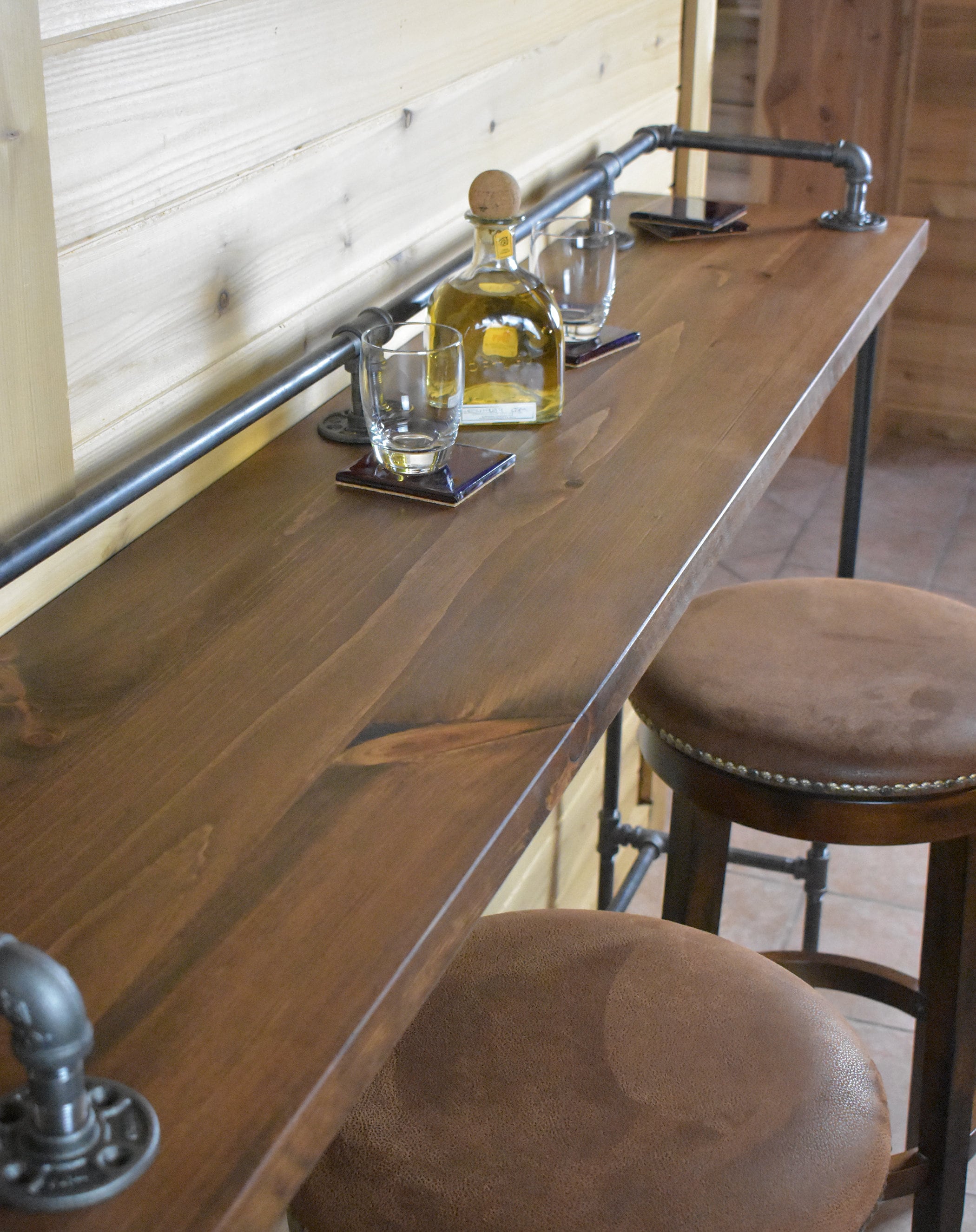 Industrial Vintage Style High Bar Table With Drink Rail Solid - Etsy
