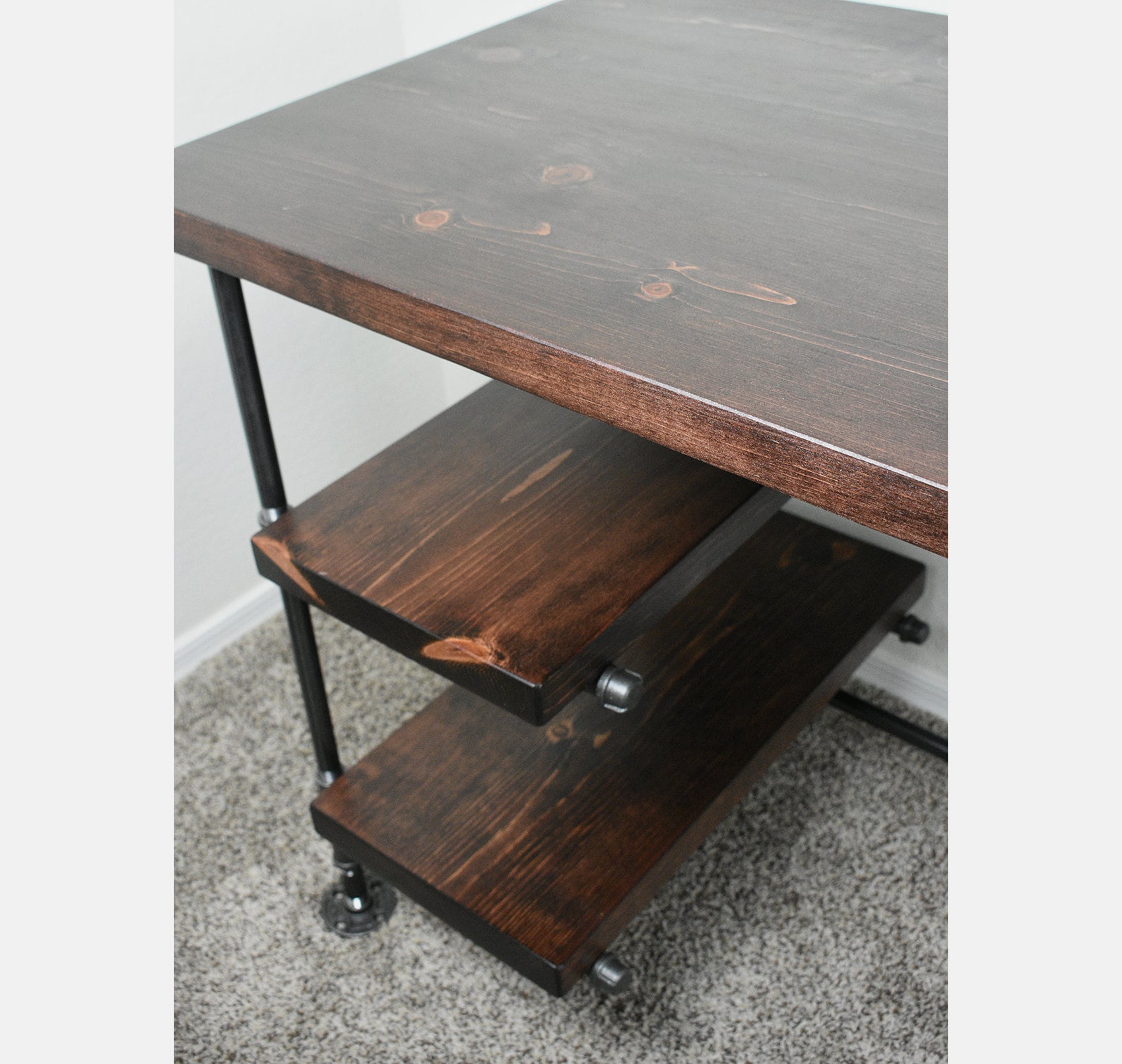 Industrial Desk With Pipe Frame and Shelves Vintage Rustic - Etsy