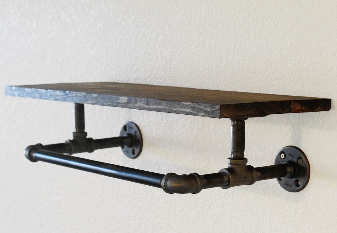 Clothes Rack With Shelf, Rustic Clothing Rack, Open Shelving, Pipe ...