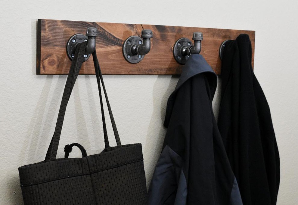 Industrial Pipe Style Wall Mounted Coat Rack Hooks, Towel Rack ...
