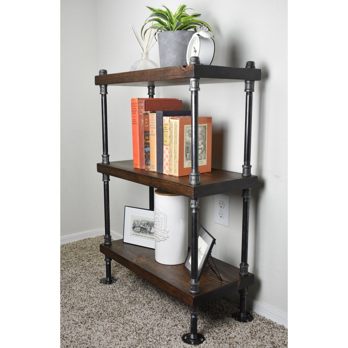 Industrial Style Bookcase Rustic Modern Bookshelf Book Shelf - Etsy