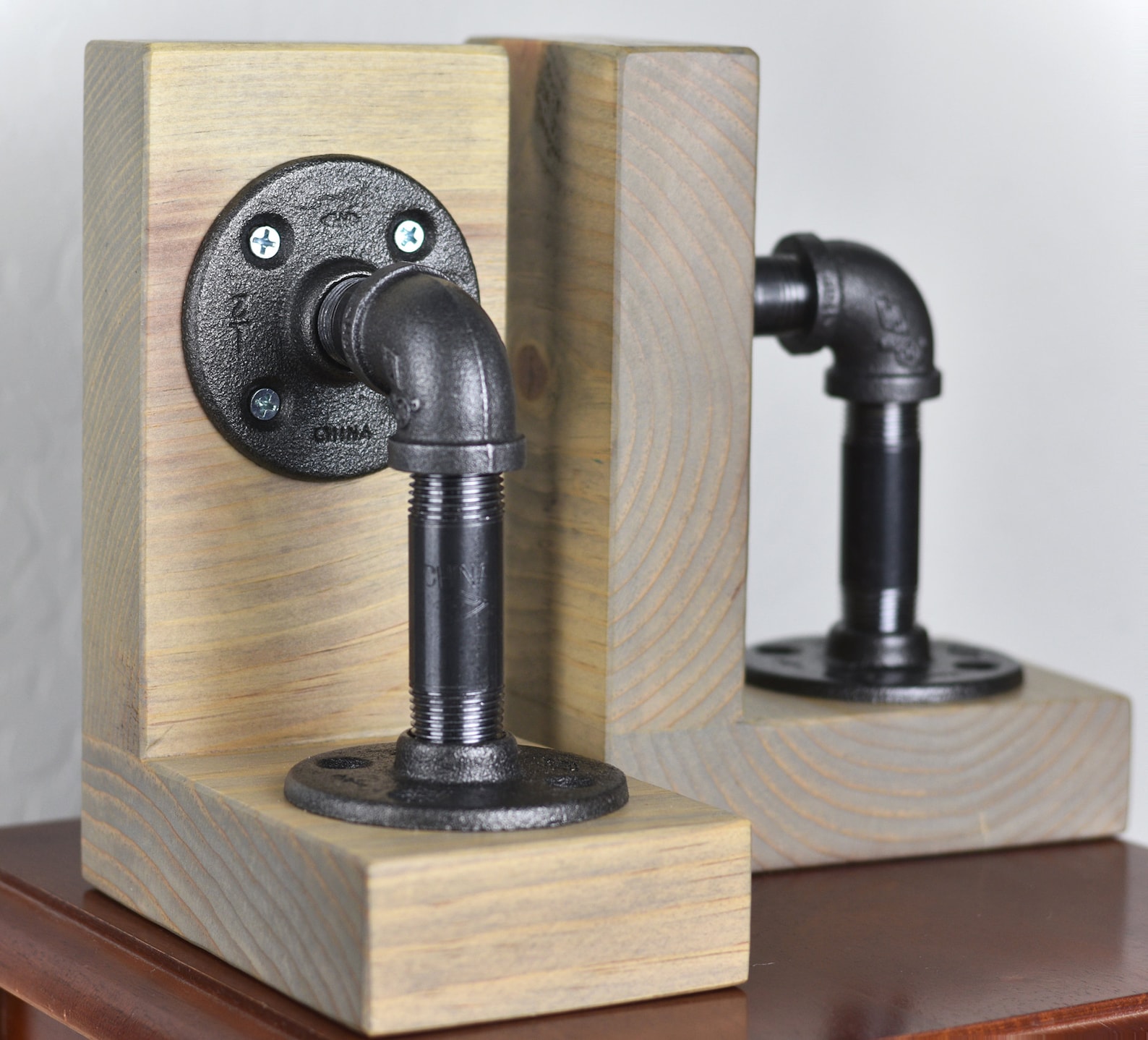 Industrial Rustic Bookends Set of 2 Heavy Wood Bookends With | Etsy