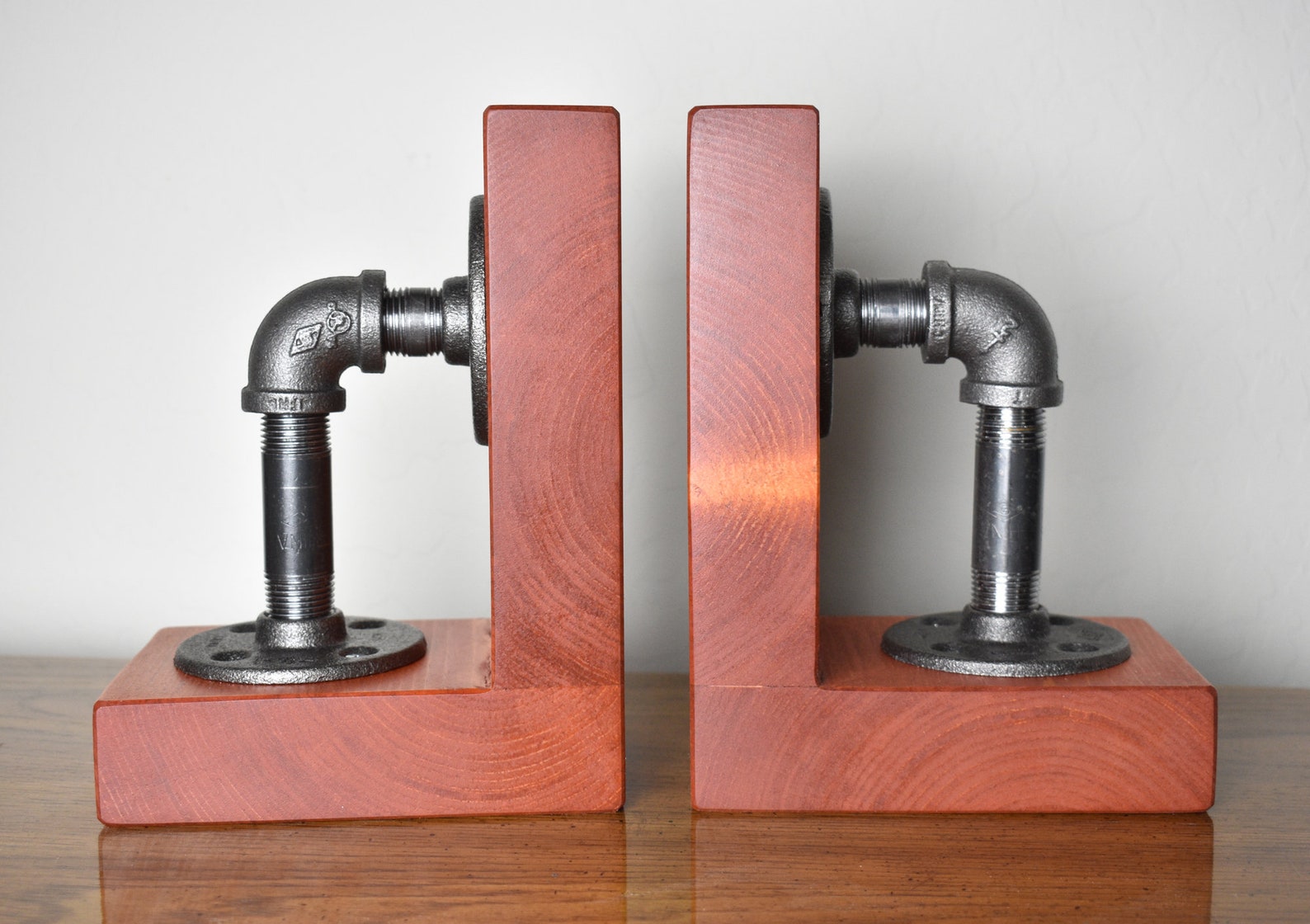 Industrial Rustic Bookends Set of 2 Heavy Wood Bookends With | Etsy