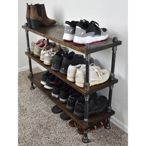Industrial Style Shoe Rack, Entryway Shoe Storage, Rustic Shoe Bench ...