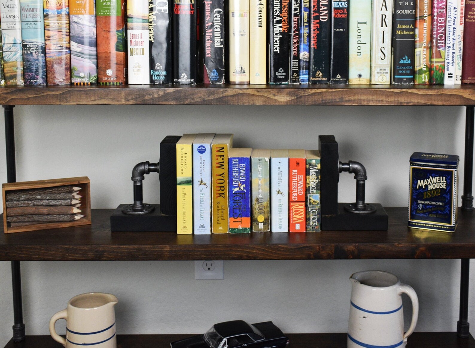 Industrial Rustic Bookends Set of 2 Heavy Wood Bookends With | Etsy