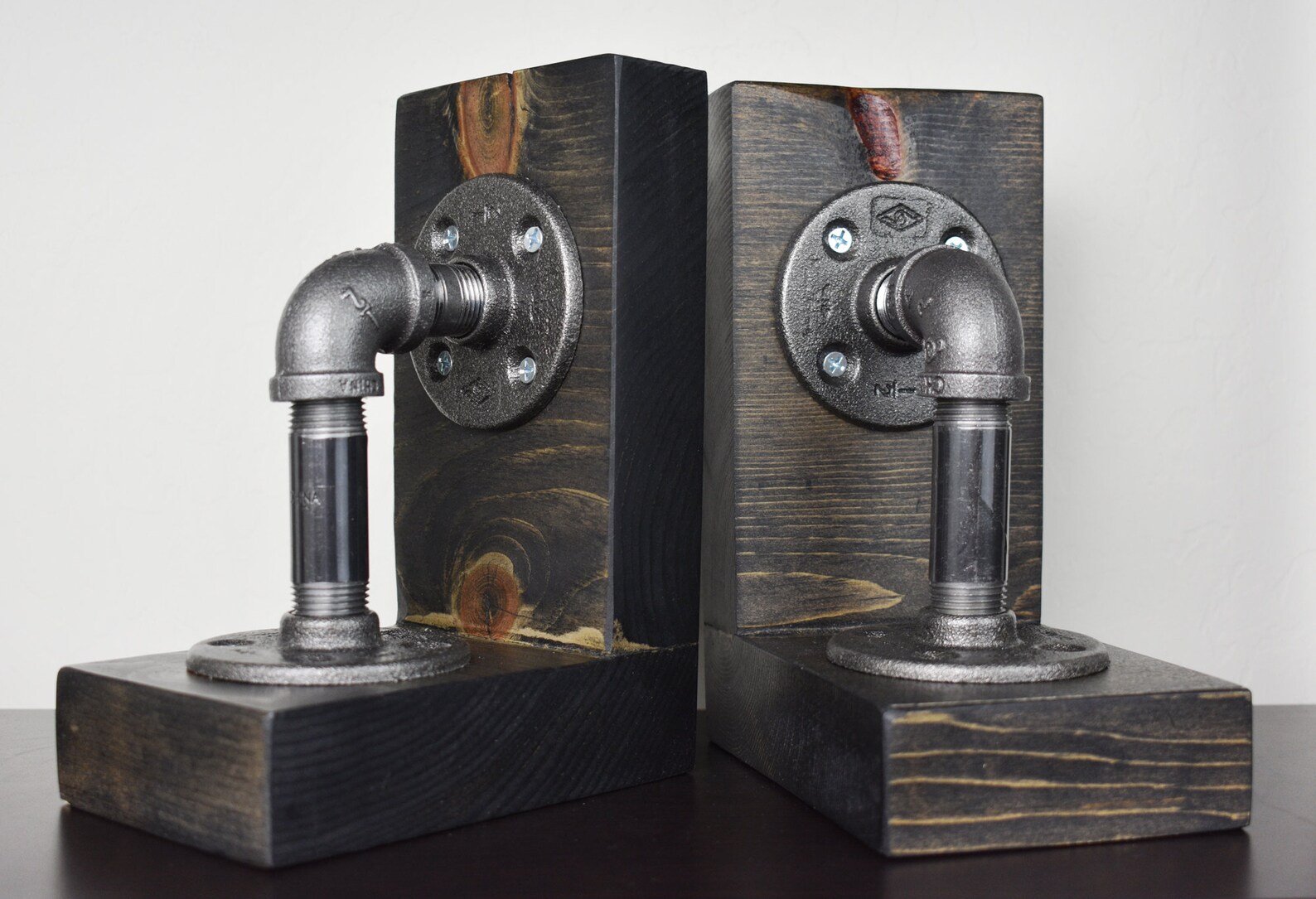 Industrial Rustic Bookends Set of 2 Heavy Wood Bookends With - Etsy