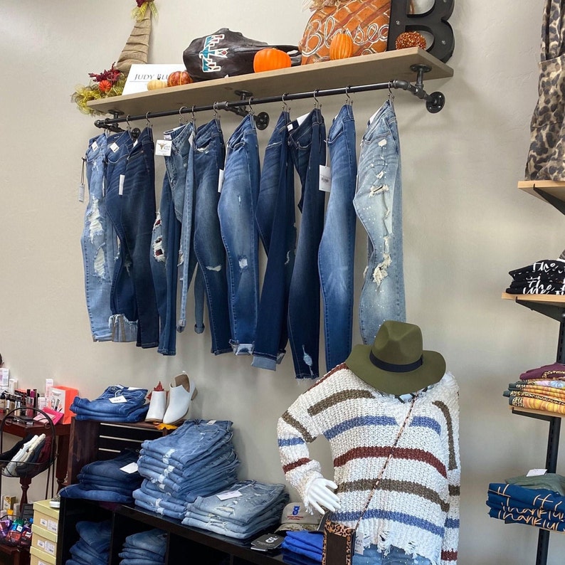 Clothes Rack With Shelf Rustic Clothing Rack Open Shelving - Etsy