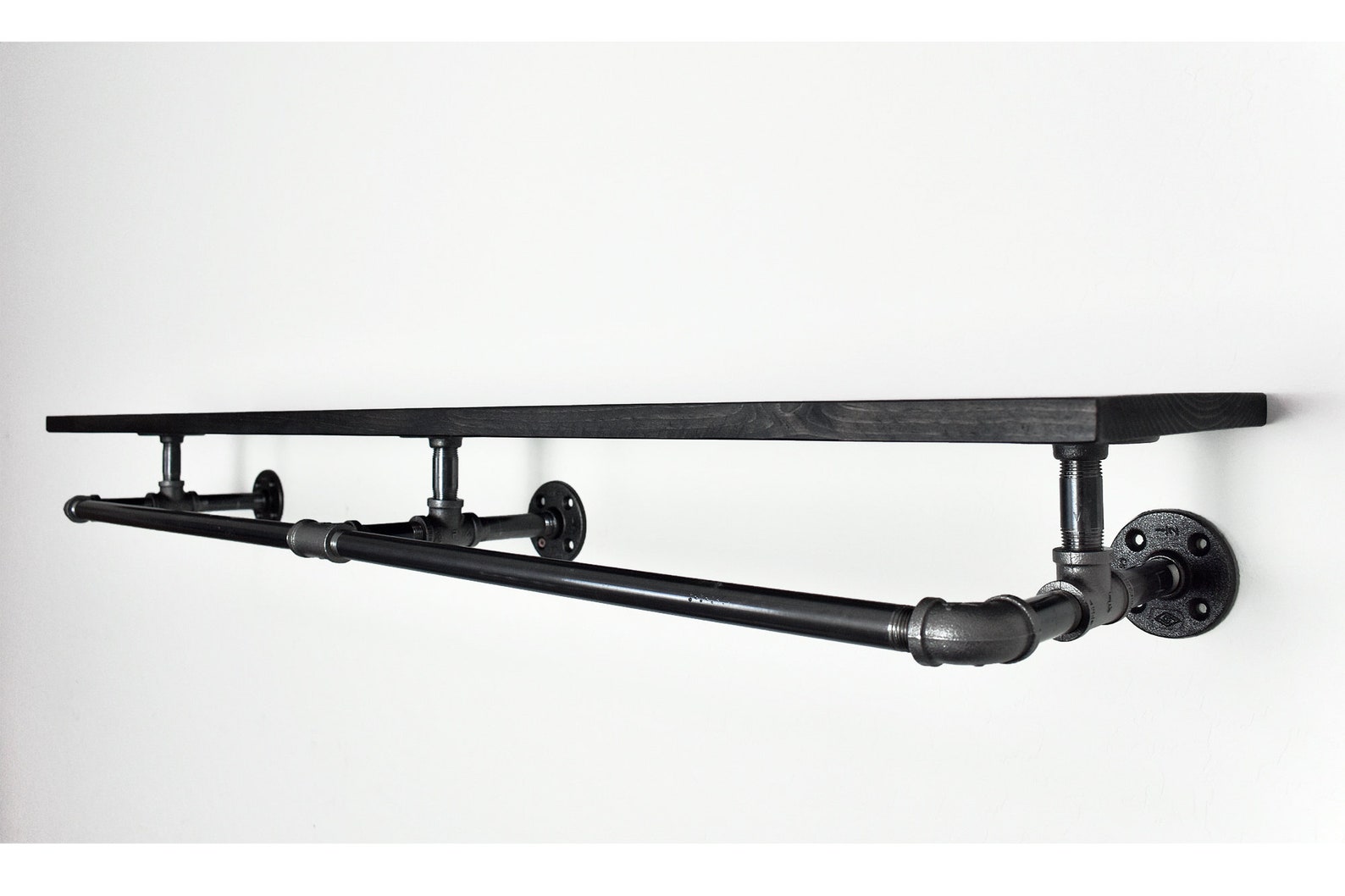 Industrial Pipe Hanger With Wood Shelf Wall Mounted Shelf - Etsy