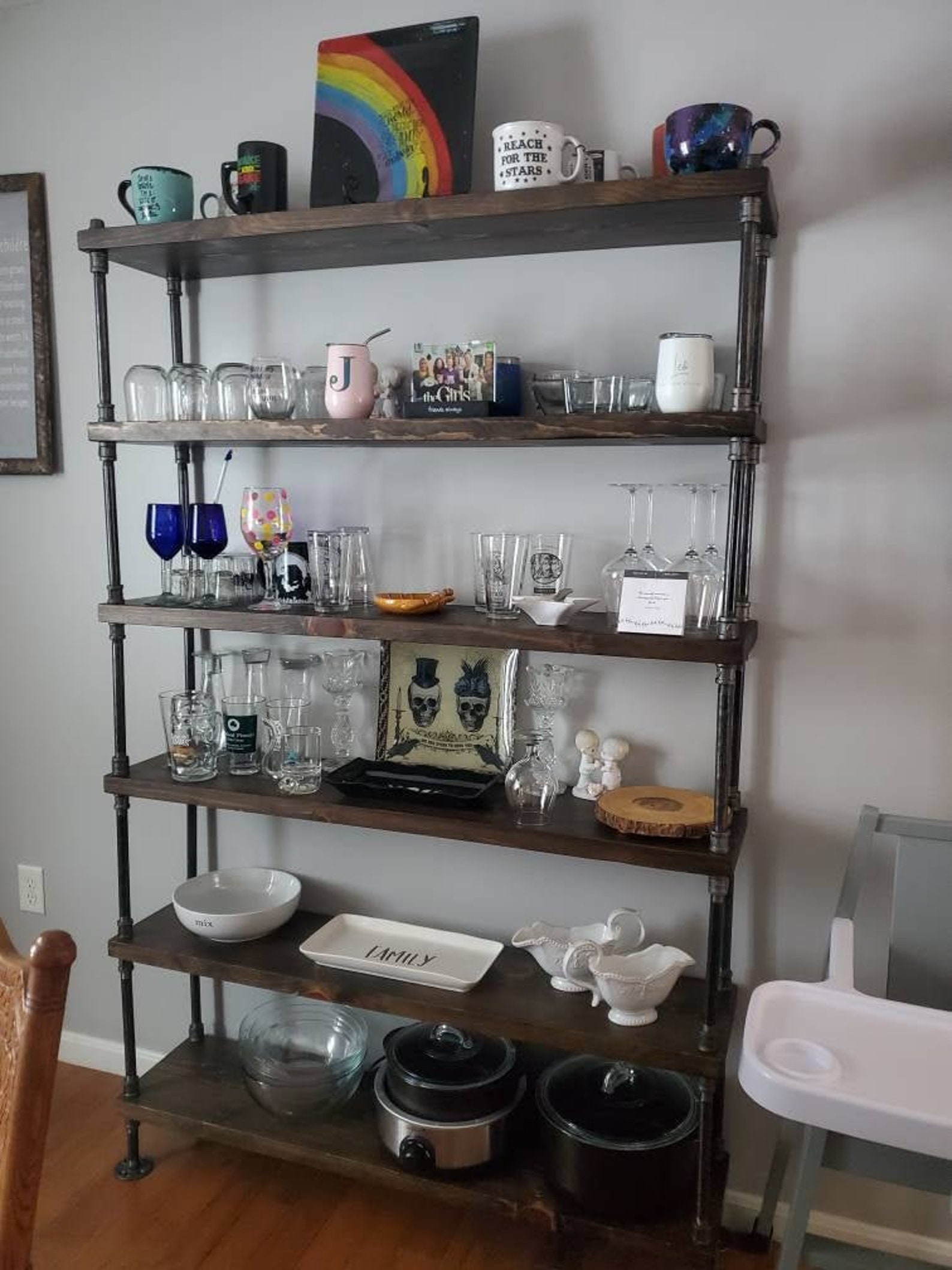 Industrial Style Bookcase Industrial Pipe Rustic Shelving - Etsy