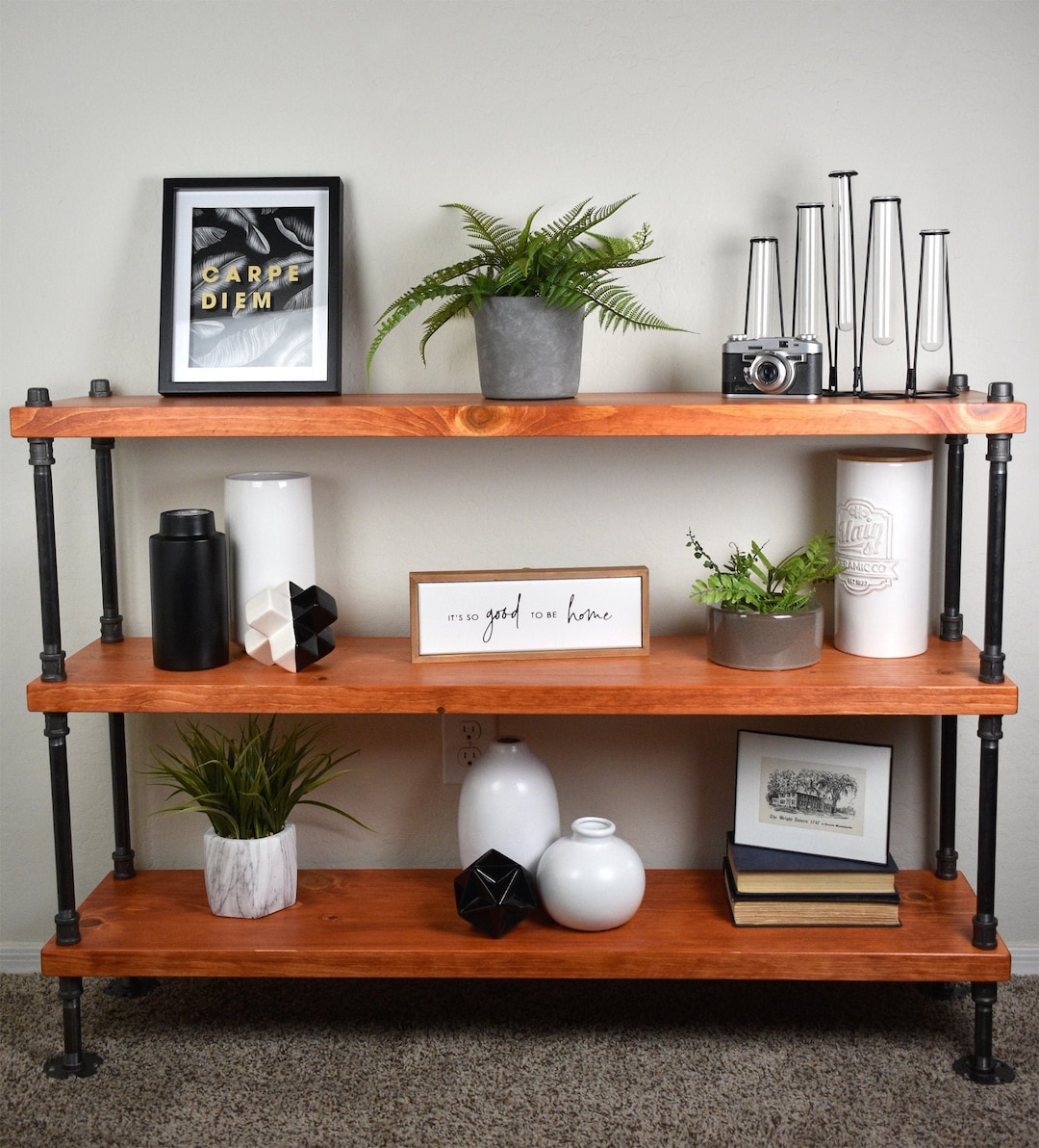 Industrial Rustic Bookcase, Modern Farmhouse Bookshelf Unit, Open ...