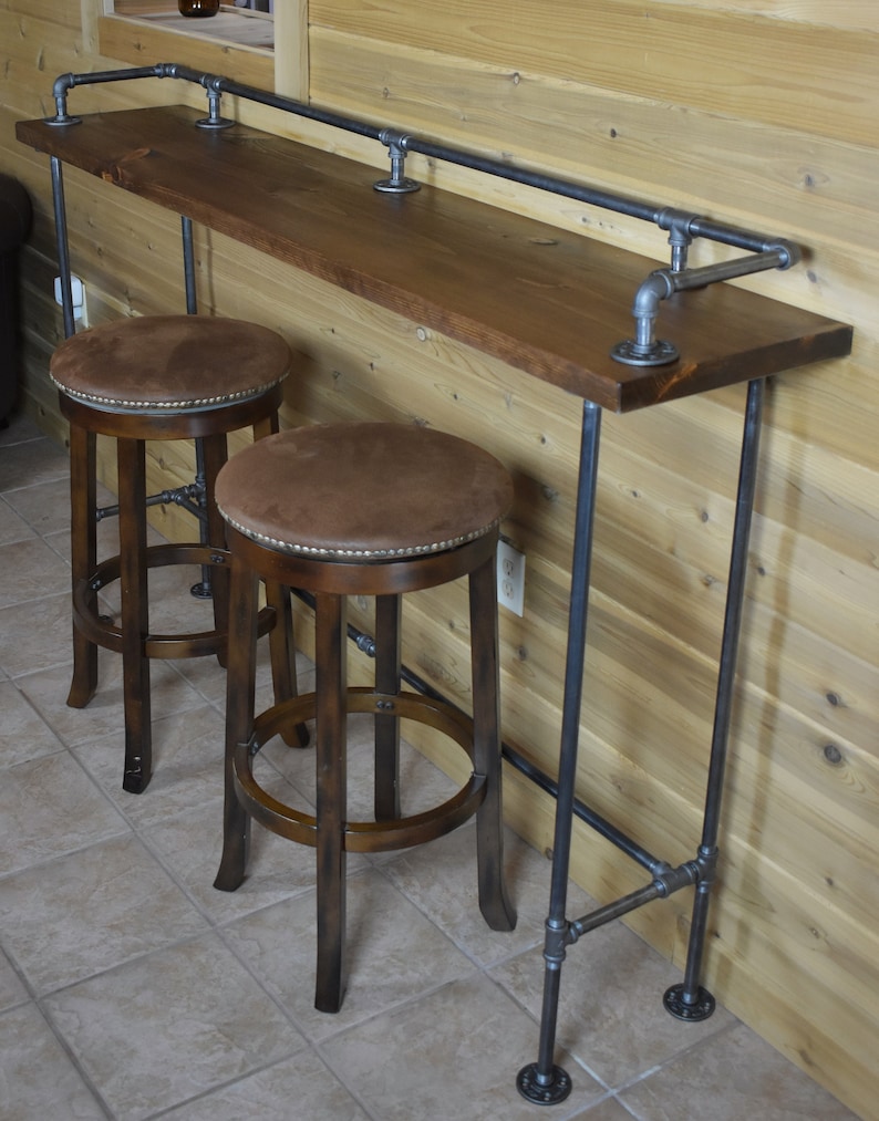 Industrial Vintage Style High Bar Table With Drink Rail Solid - Etsy
