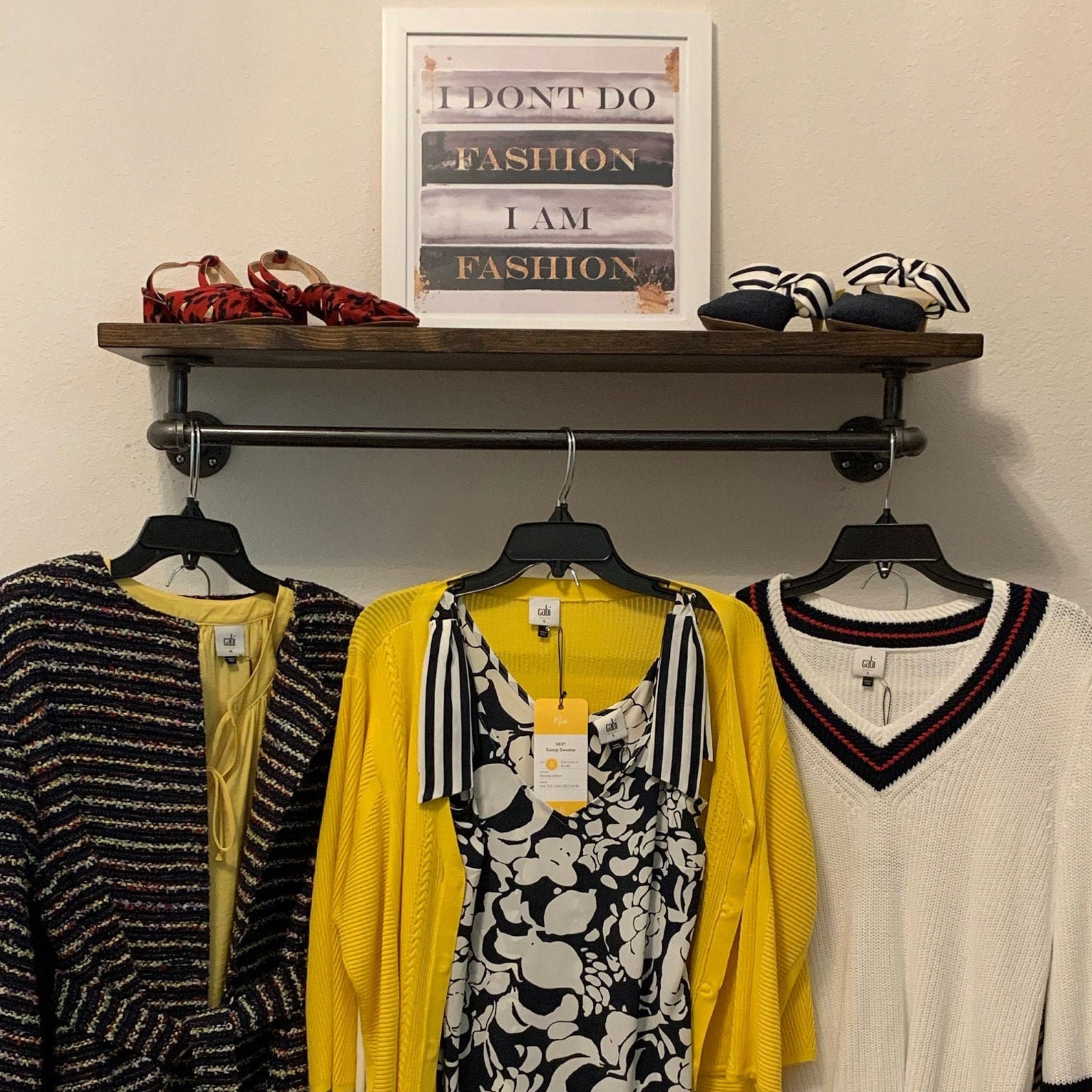 Clothes Rack With Shelf, Rustic Clothing Rack, Open Shelving, Pipe ...