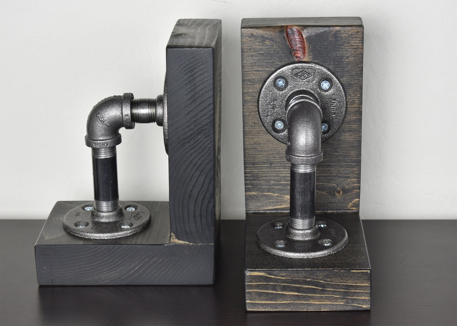 Industrial Rustic Bookends Set of 2 Heavy Wood Bookends With | Etsy