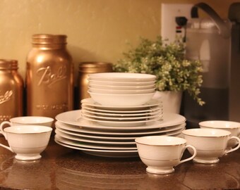 White and gold china | Etsy
