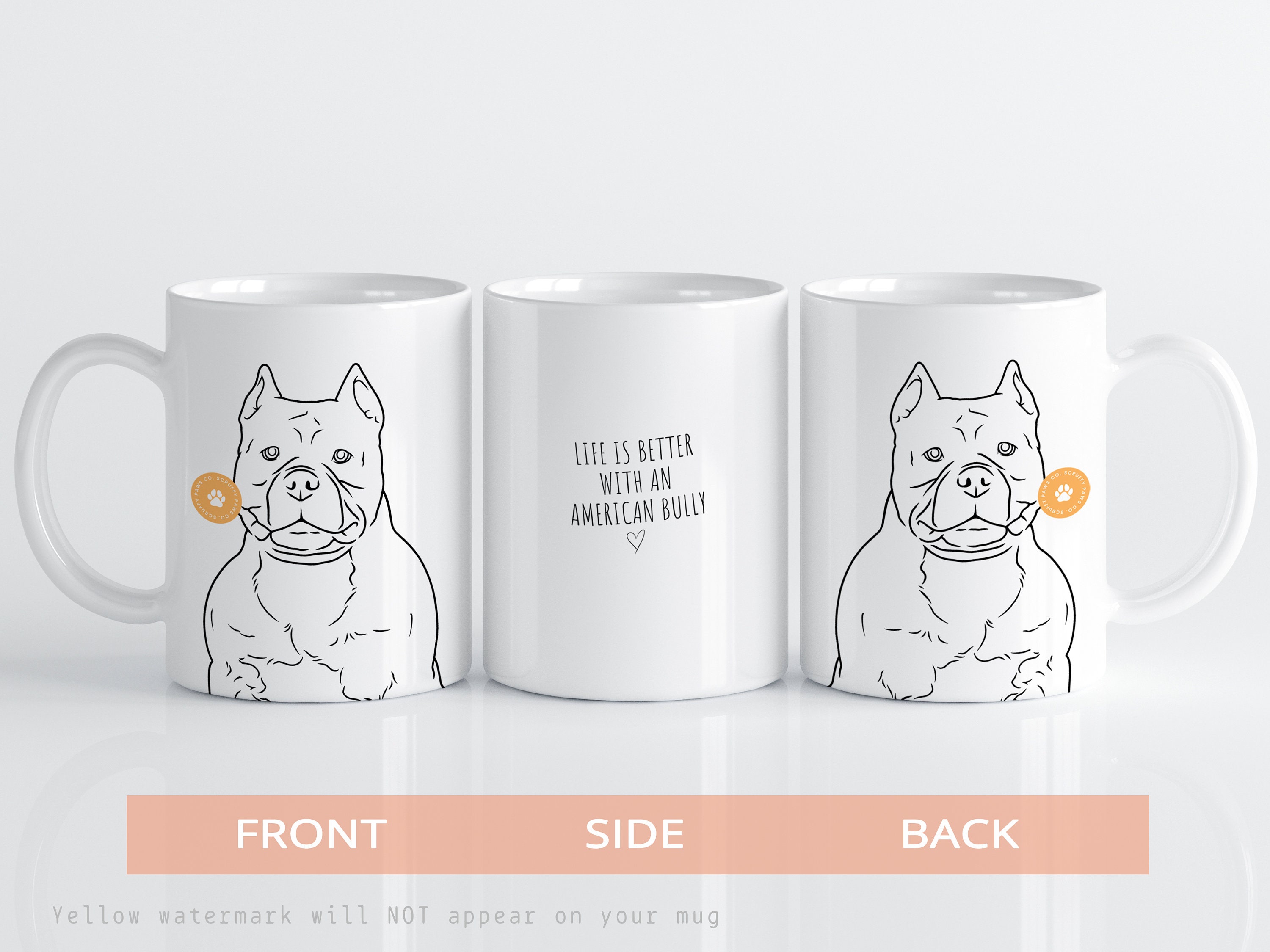 American Bully Mug Dog Mom Gift for Her Dog Mum Gifts Pet Portrait Dog ...