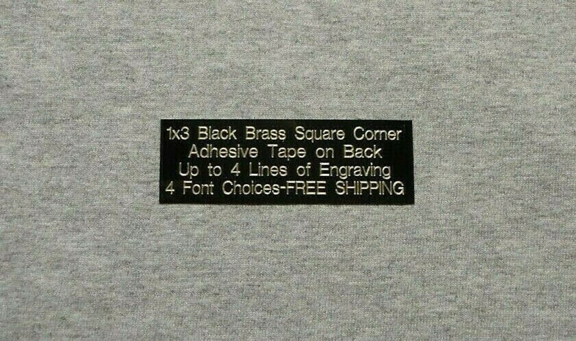 1x3 Custom Engraved Square Corner Black Brass Plate Picture Plaque Name ...