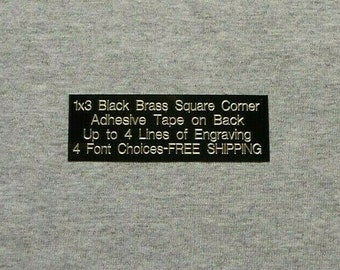 1x3 Custom Engraved Square Corner Brass Plate Picture Plaque | Etsy