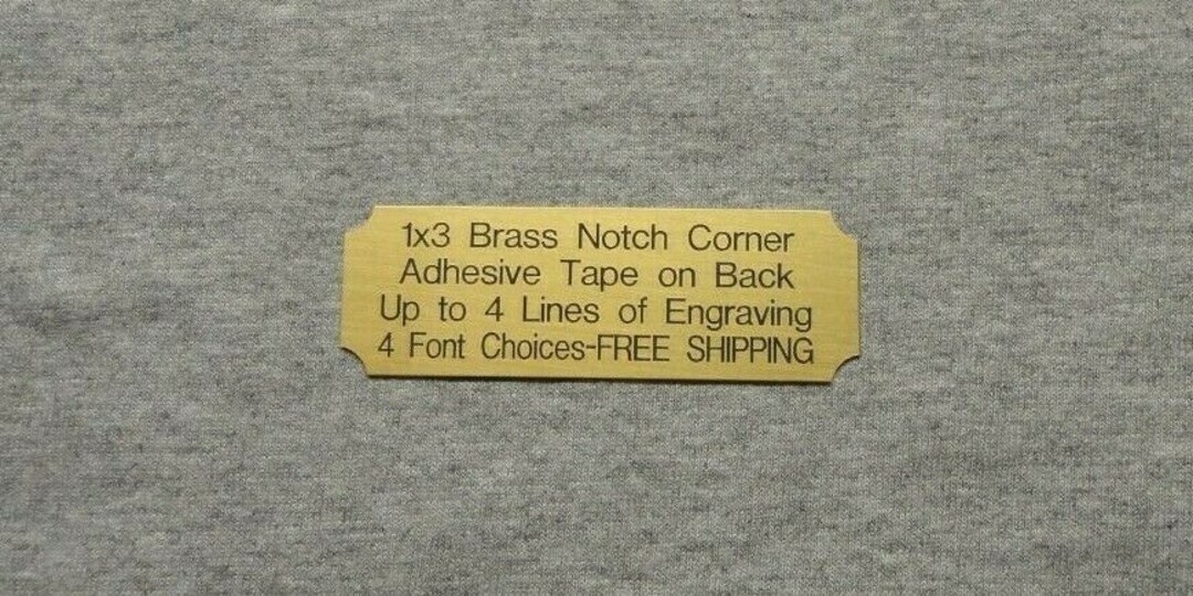 1x3 Custom Engraved Notch Corner Brass Plate Picture Plaque Name Tag ...
