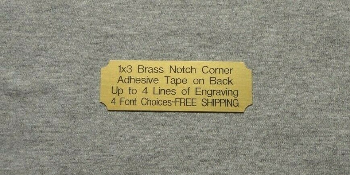 1x3 Custom Engraved Notch Corner Brass Plate Picture Plaque - Etsy