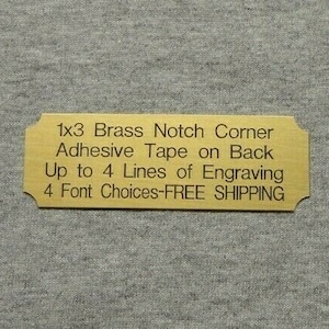 1x3 Custom Engraved Notch Corner Brass Plate Picture Plaque Name Tag ...