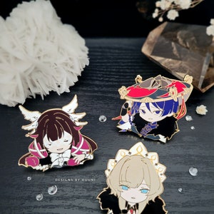 Genshin Fatui Harbingers Hard Enamel Pins- Dottore Pantalone Signora Columbina Childe Pierro ...