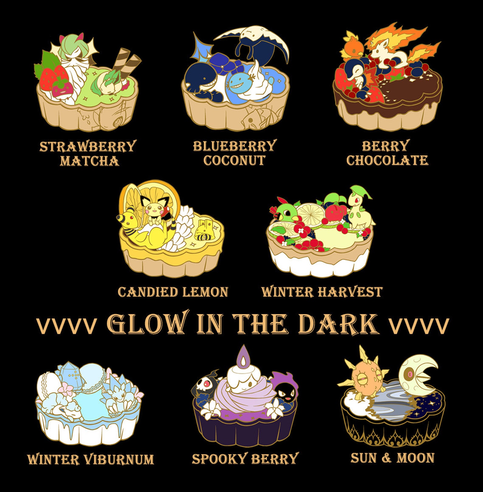 Pokemon Dessert Tart Enamel Pins Kirlia Leafeon Celebi - Etsy