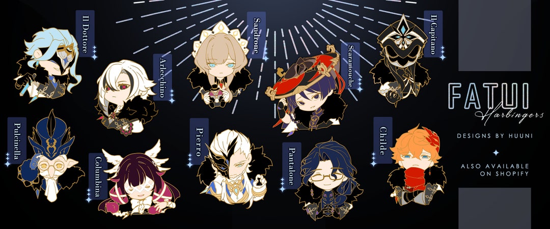 Genshin Fatui Harbingers Hard Enamel Pins- Dottore Pantalone Signora ...