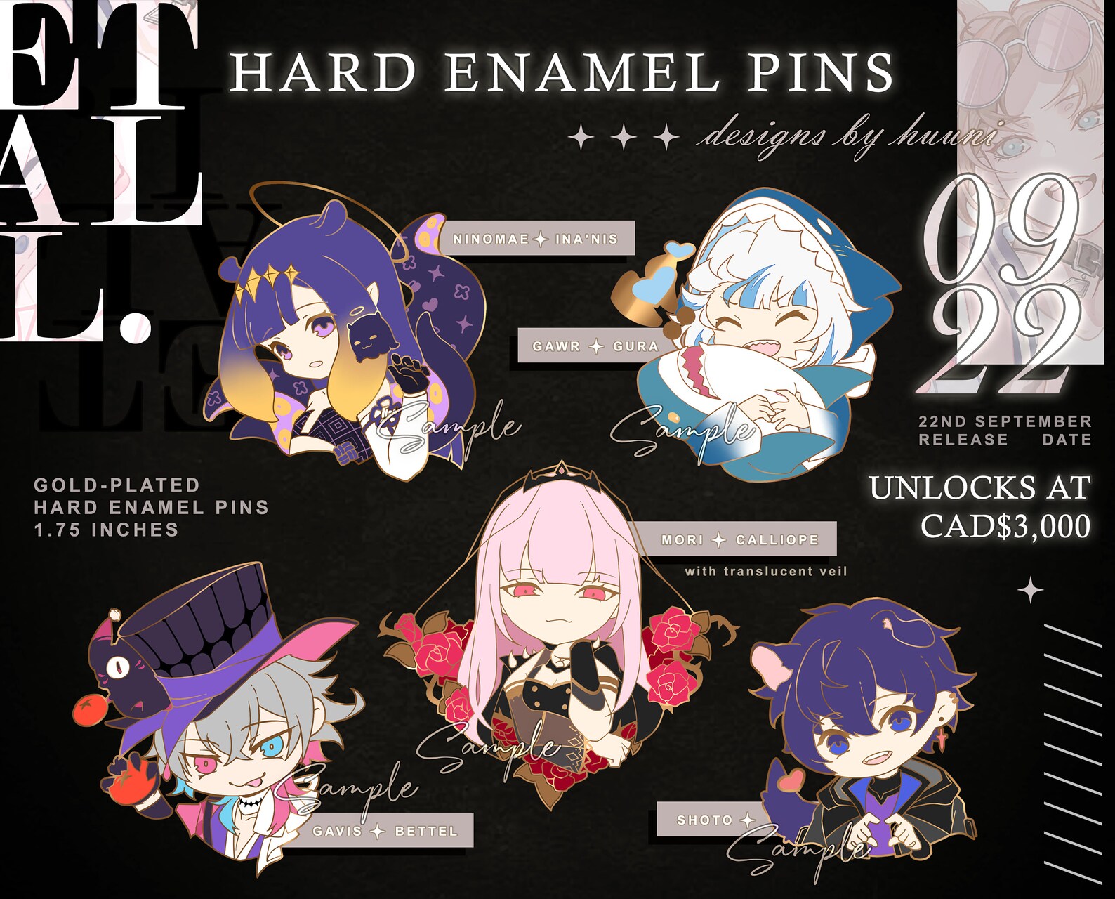 Vtuber Hard Enamel Pins - Luxiem Noctyx Luca Vox Ike Mysta Shu Sonny ...