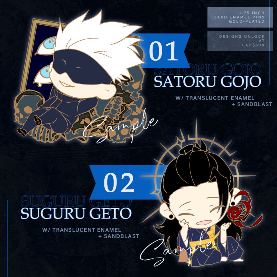 JJK Hard Enamel Pins- Gojo Geto Nanami Toji Sukuna Inumaki Yuta Choso ...