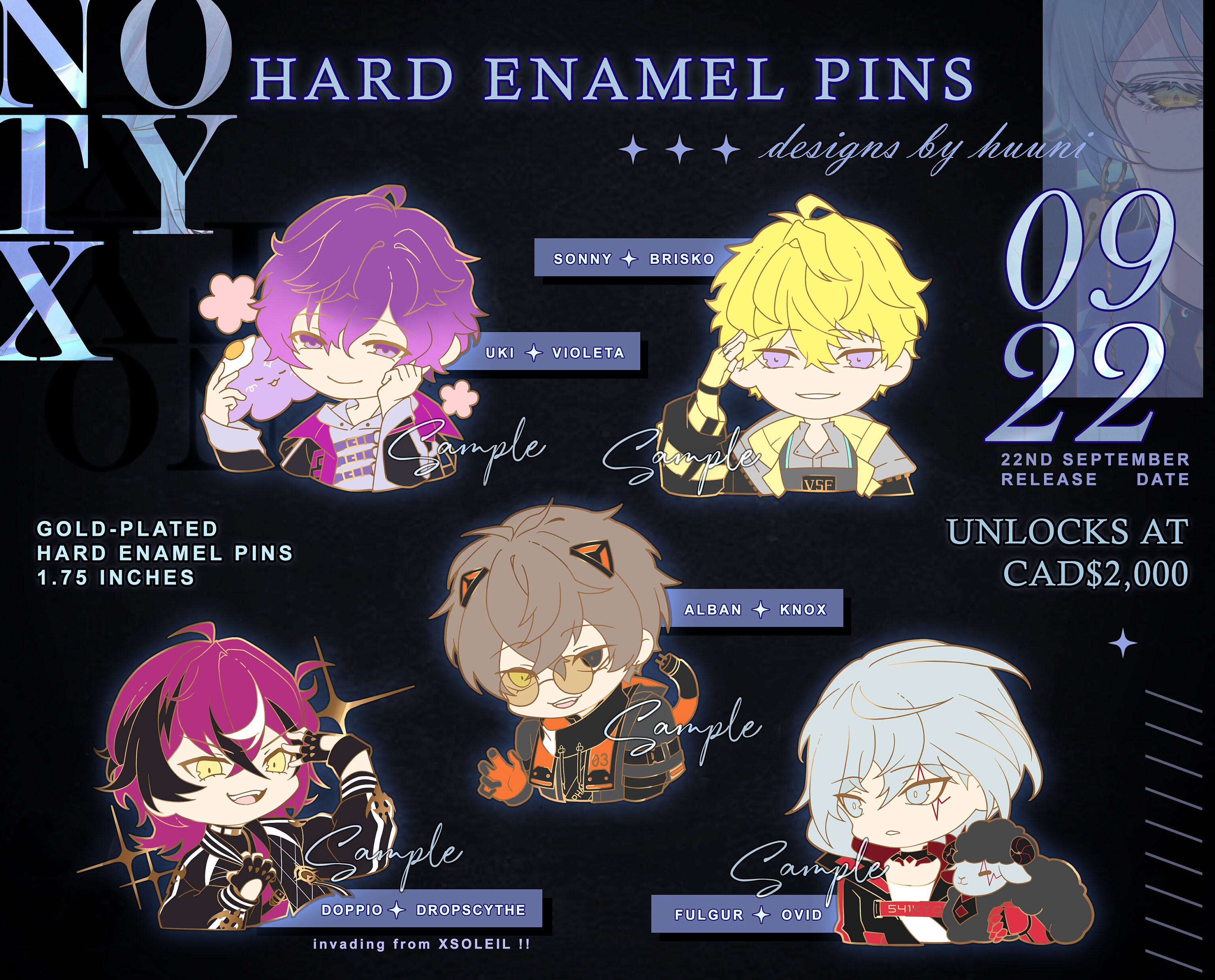 Vtuber Hard Enamel Pins - Luxiem Noctyx Luca Vox Ike Mysta Shu Sonny ...