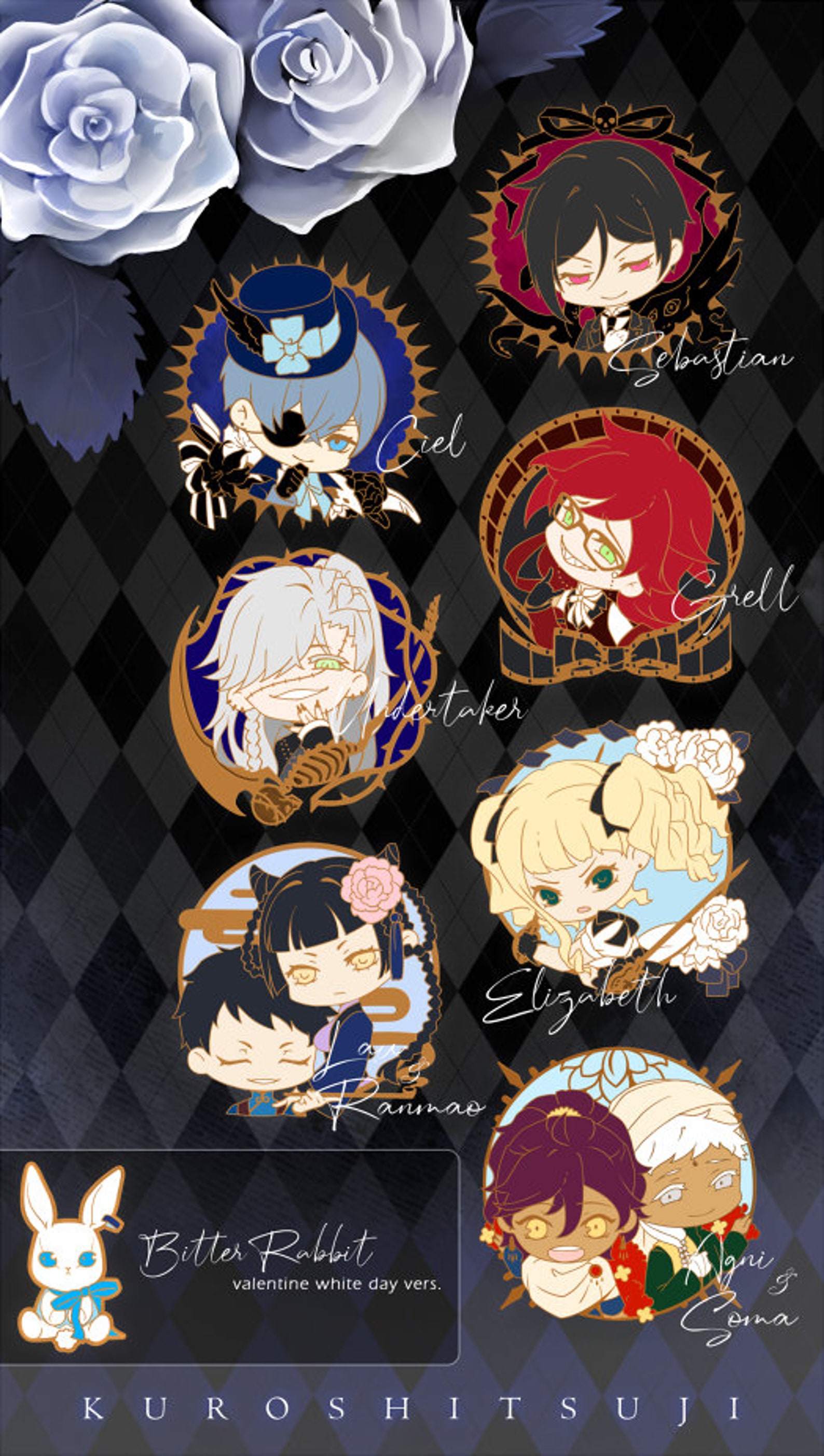 Black Butler Hard Enamel Pins Kuroshitsuji Ciel Sebastian - Etsy