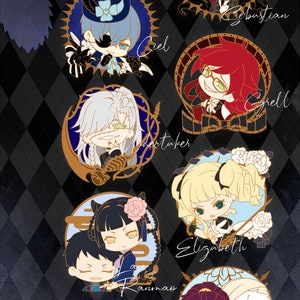 Black Butler Hard Enamel Pins - Kuroshitsuji Ciel Sebastian Grell ...
