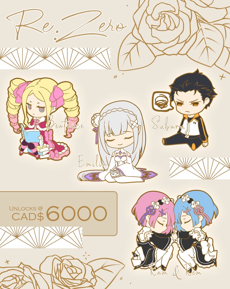 Re:zero Hard Enamel Pin Rem Ram Emilia Subaru Beatrice - Etsy