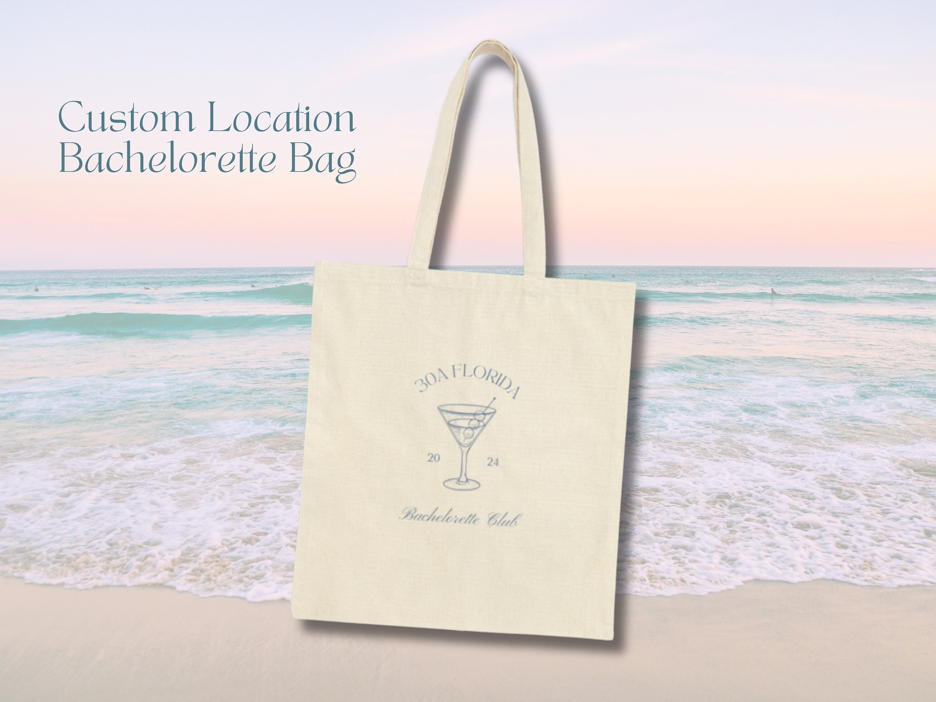 Custom Location Bachelorette Canvas Tote Bag 30A Florida Bachelorette ...