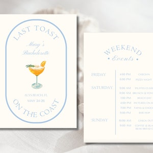 Coastal Last Toast on the Coast 30A Bachelorette Invitation and ...