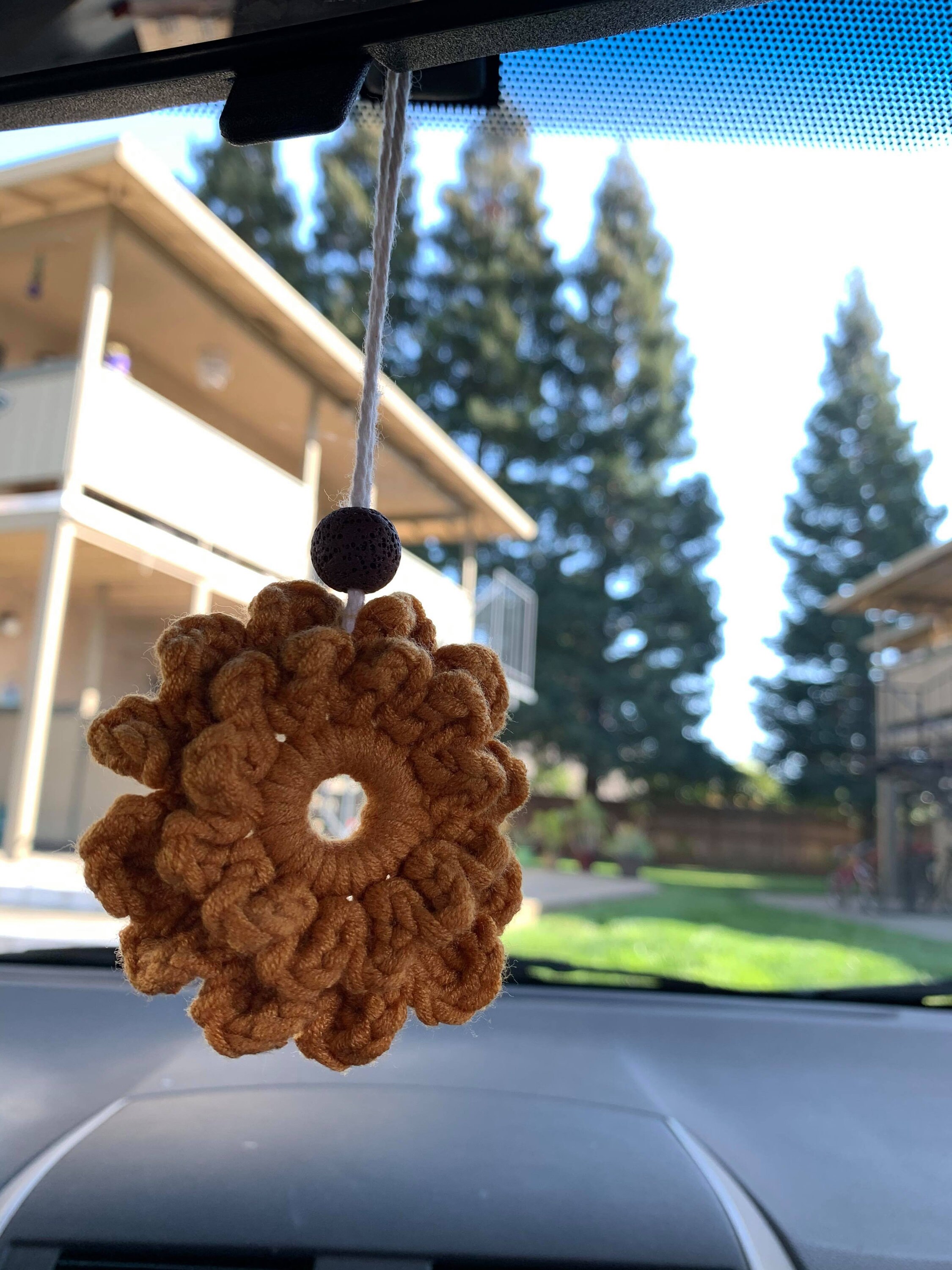 Essential Oil Diffuser Car Charm. Crochet Macrame Rearview Mirror Air ...