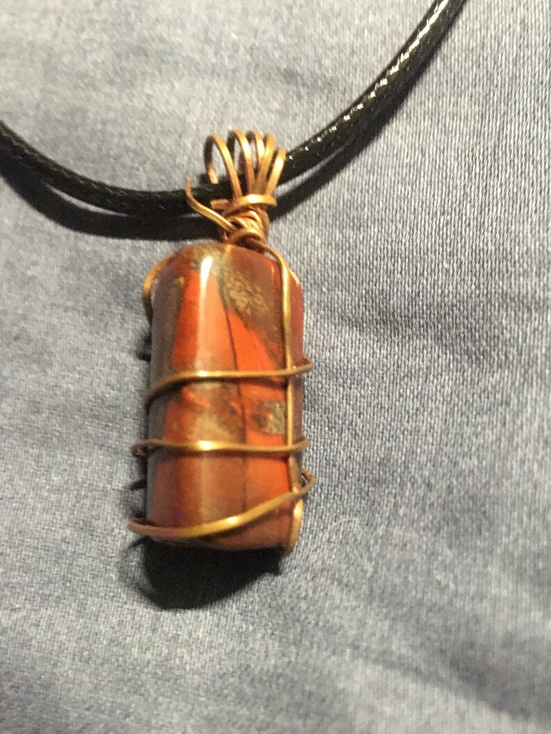 Copper Wire Wrapped Mookite Crystal Necklace, Healing, Energy, Wiccan ...