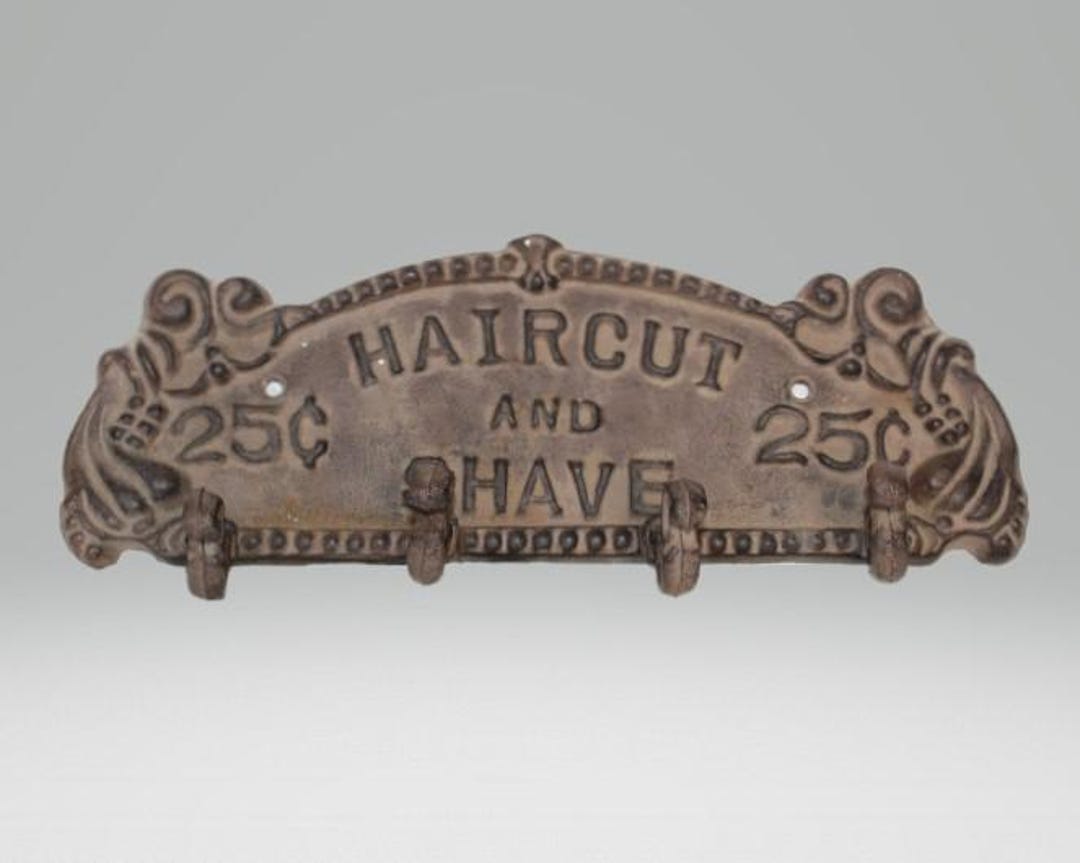 Charming Cast Iron Haircut and Shave 25 Cents Towel Rack, Coat Hook ...