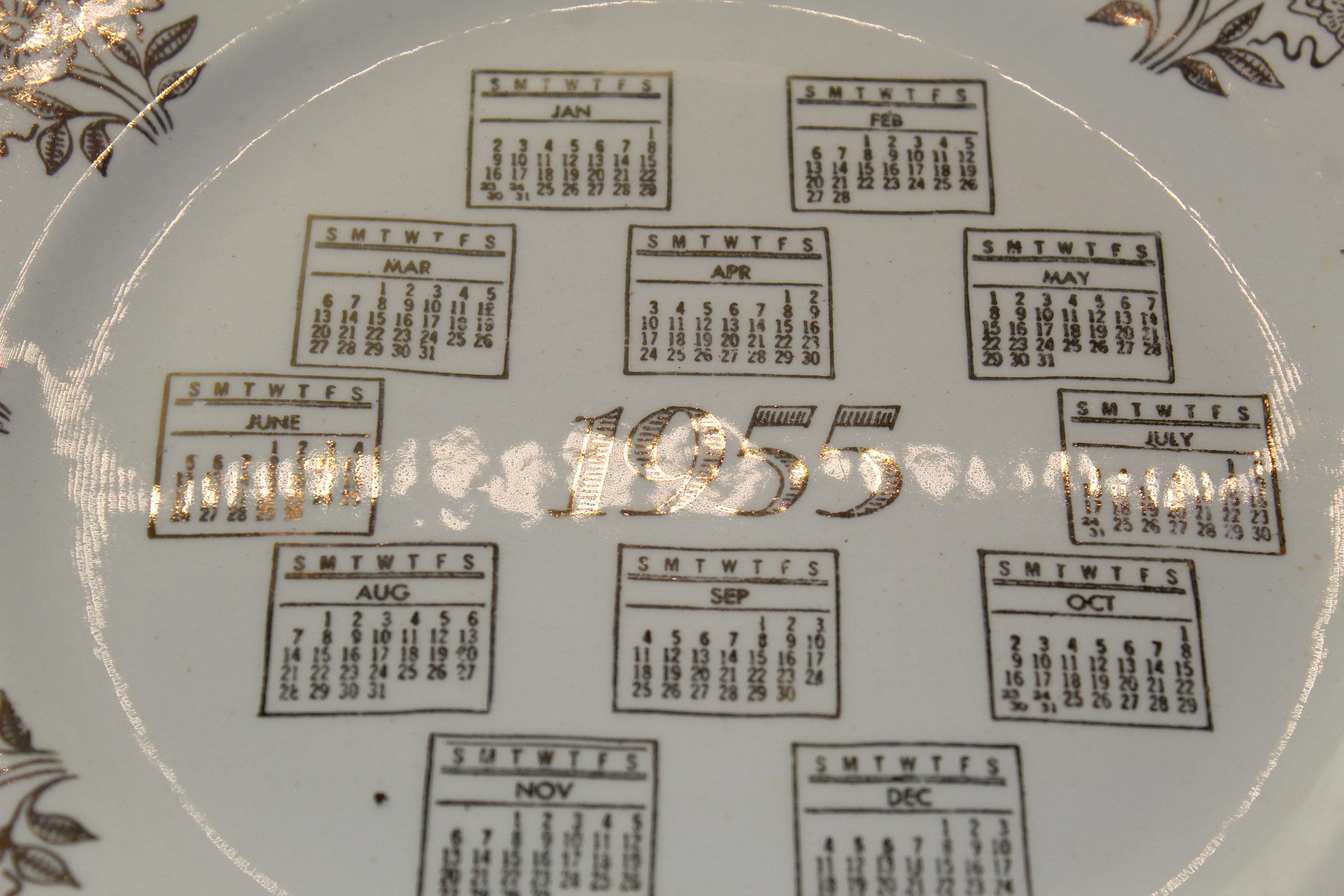 Vintage 1955 10 Everbrite Calendar Plate 22K Gold - Etsy
