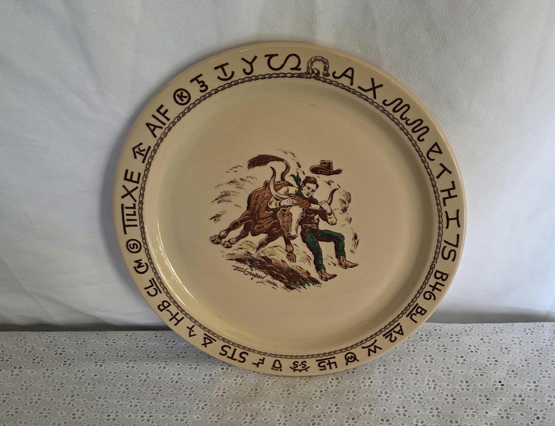 Original Westward Ho Wallace China Rodeo Pattern Till Goodan 13" Round ...