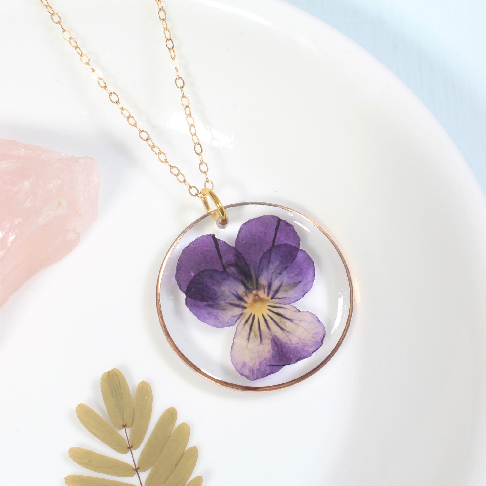 Violet Necklace Pressed Flower Real Pansy Viola Jewelry Dry - Etsy