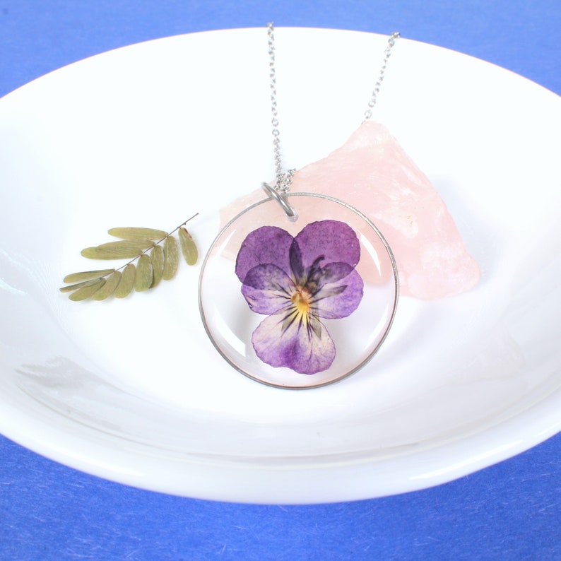 Violet Necklace Pressed Flower Real Pansy Viola Jewelry Dry - Etsy