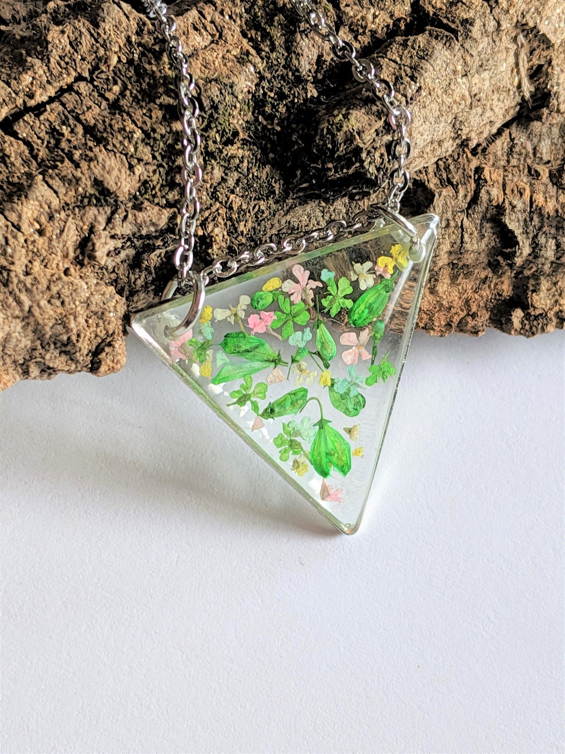 Green Pressed Flower Necklace Pressed Flower Jewelry Dried - Etsy
