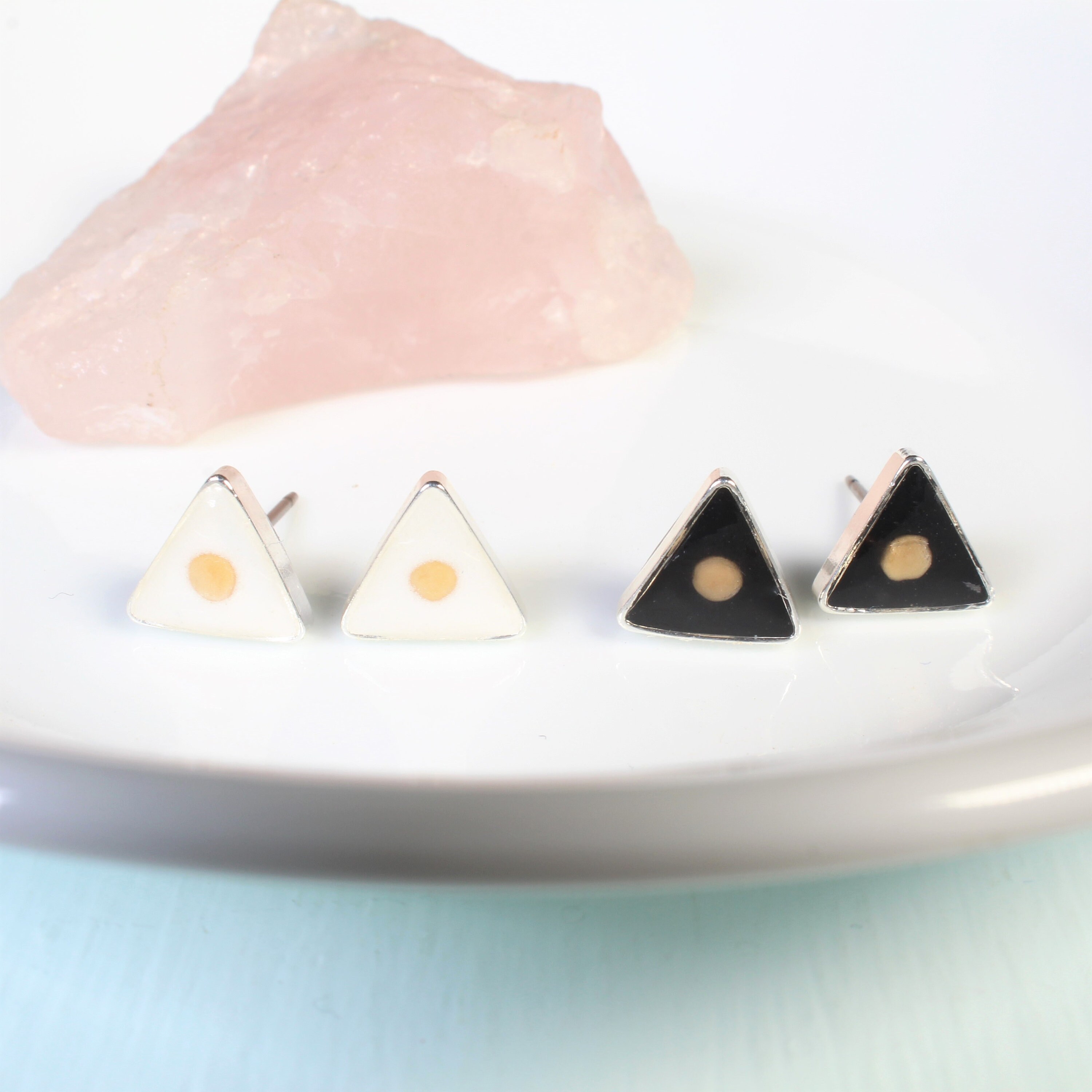 Mustard Seed Earrings, Small Triangle Earrings, Mountain Faith Studs ...