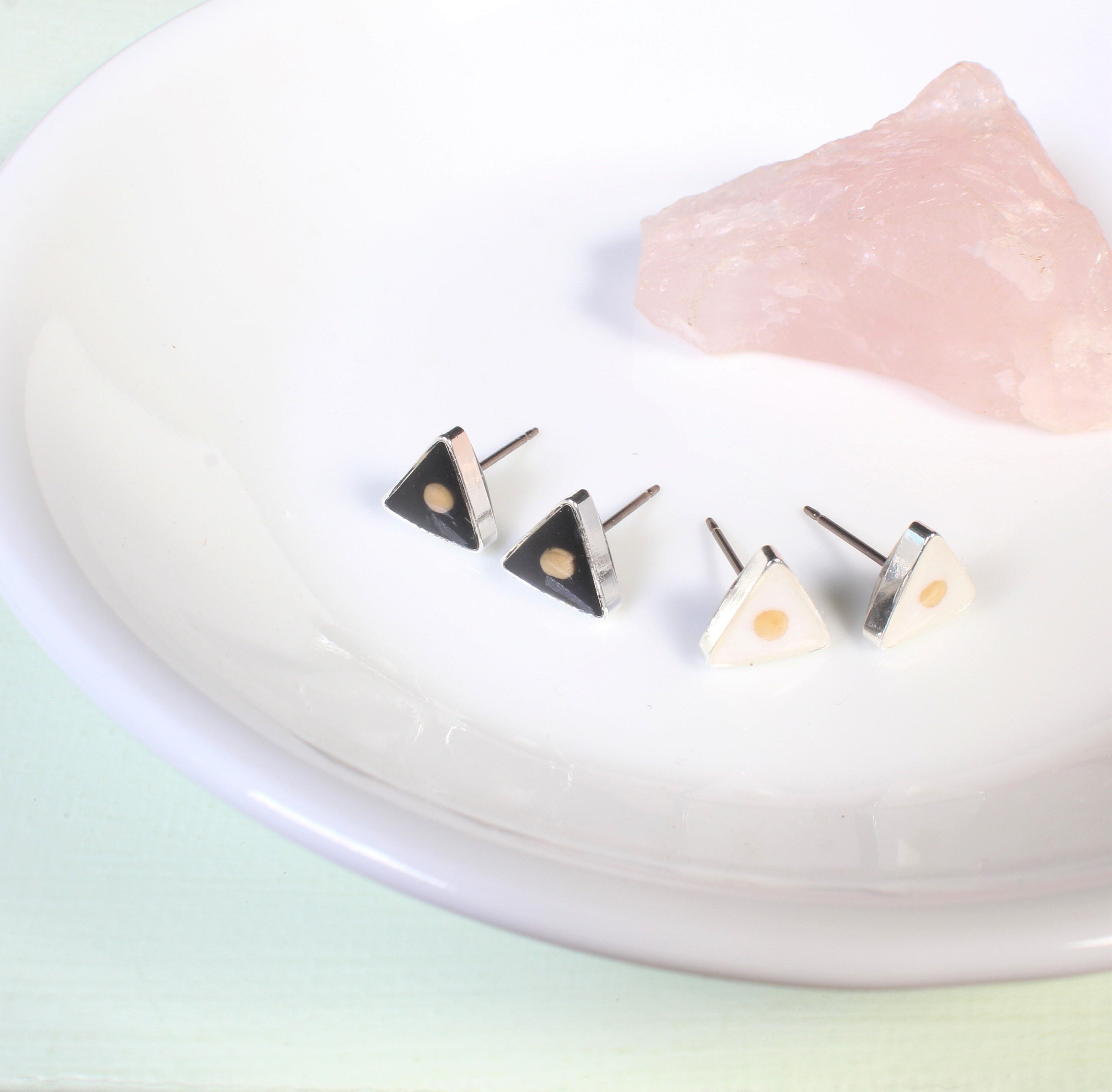 Mustard Seed Earrings, Small Triangle Earrings, Mountain Faith Studs ...