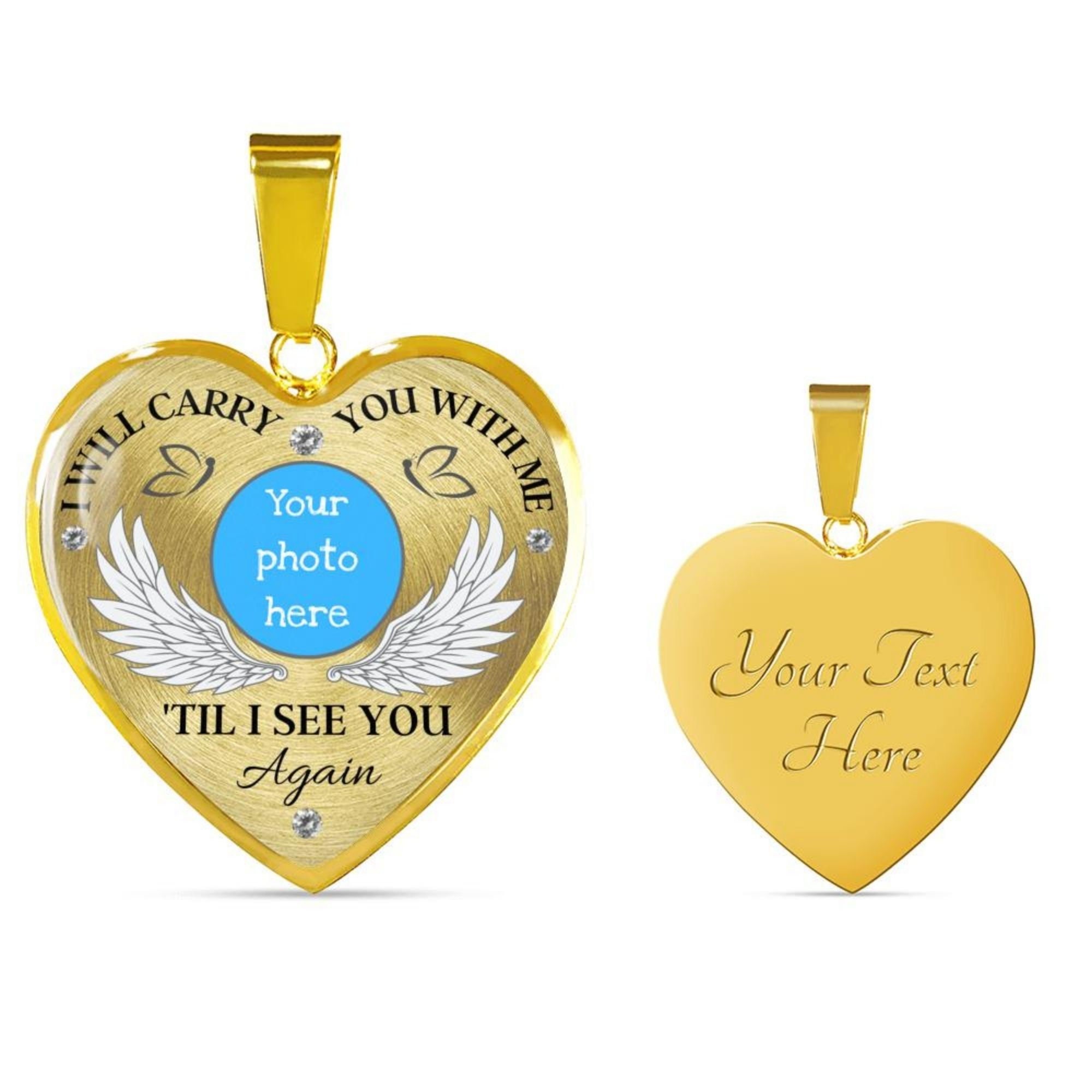 Bereavement Gift Custom Photo Memorial Heart Pendant in Loving Memory ...