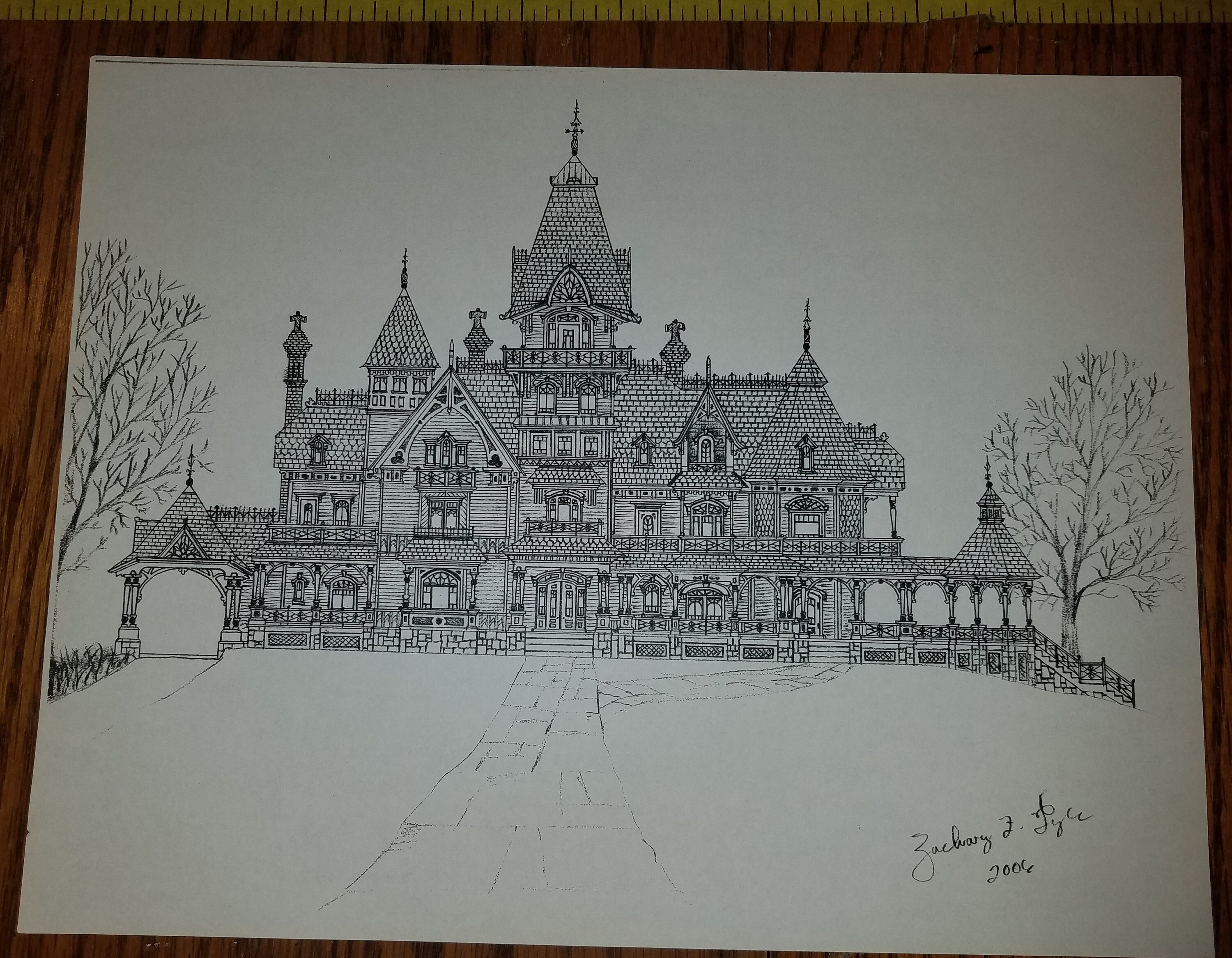 Victorian Mansion Ink Drawing Print | Etsy