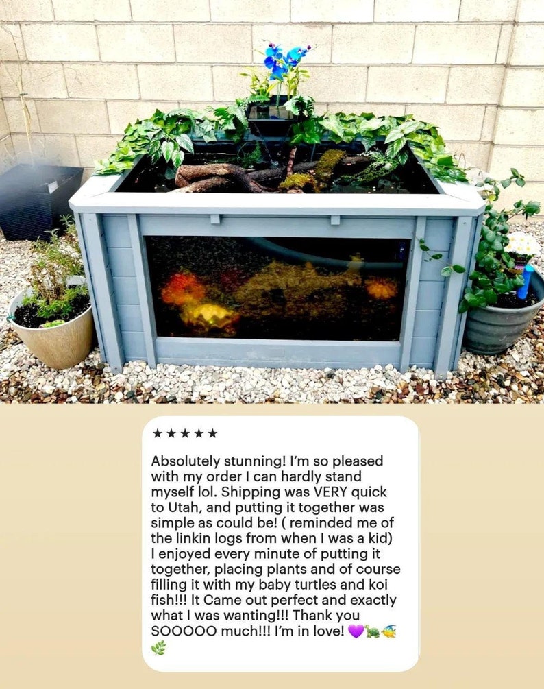 Iris Clear View Garden Aquarium Raised Rectangle Fish Pond With Large ...
